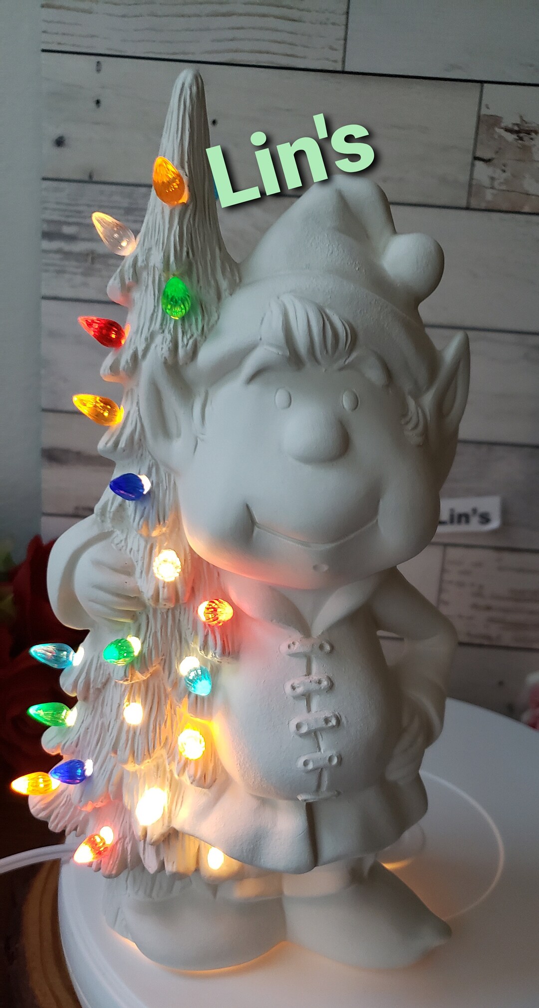 Ceramic Bisque-jingle Elf Size: 10.5"t X 6"w Light up Light Kit ...