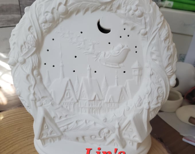 Ceramic Bisque-wreath Night Before Christmas Light up (2933) Nightlight ...