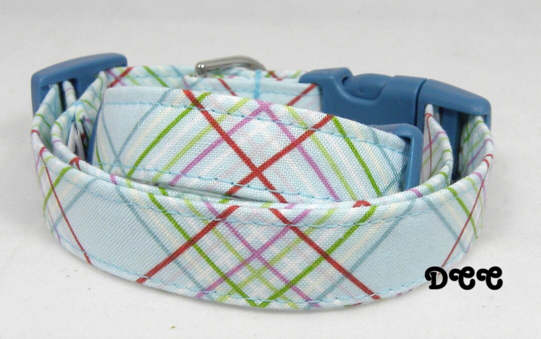Dog Collar Criss Cross Pattern Soft Light Blue Red Green Blue White ...