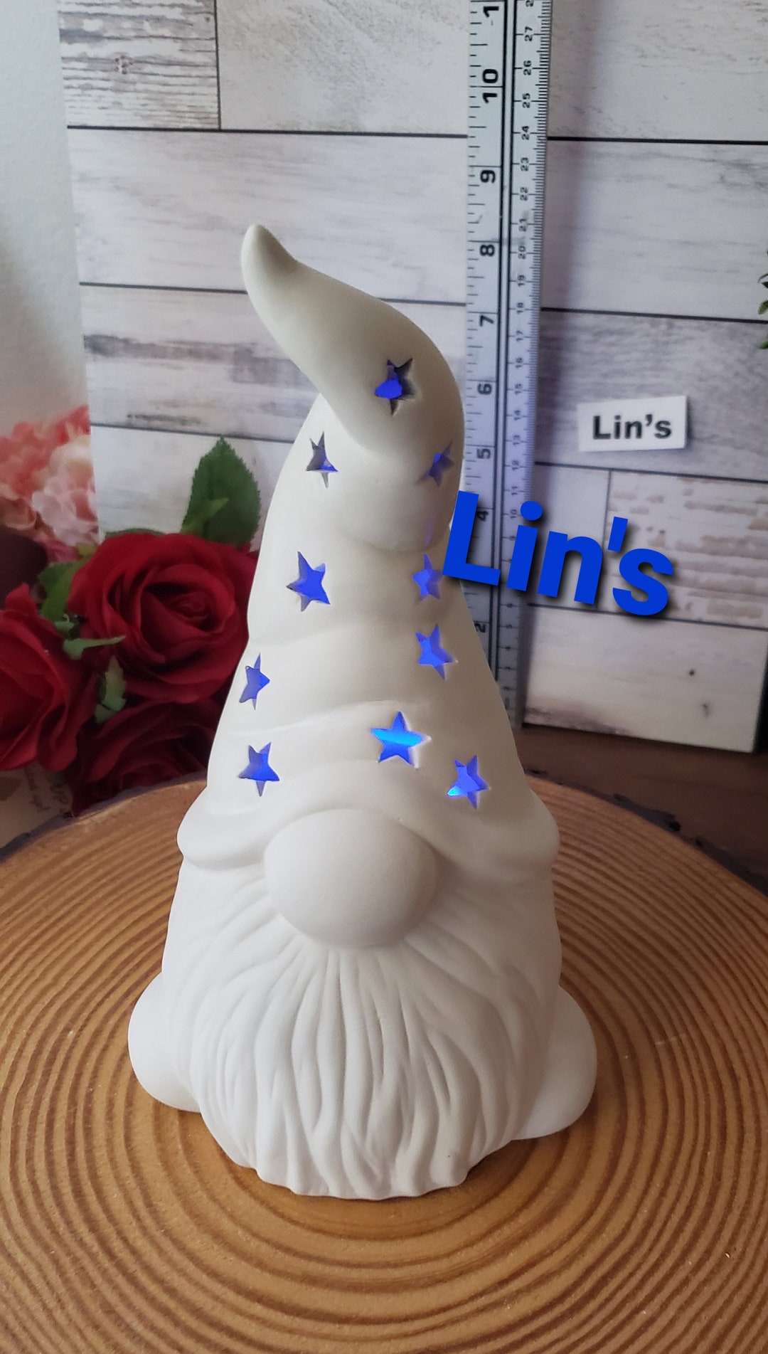 Ceramic Bisque - Tall Hatted Gnome Lantern With Tea Light - Fun Light ...