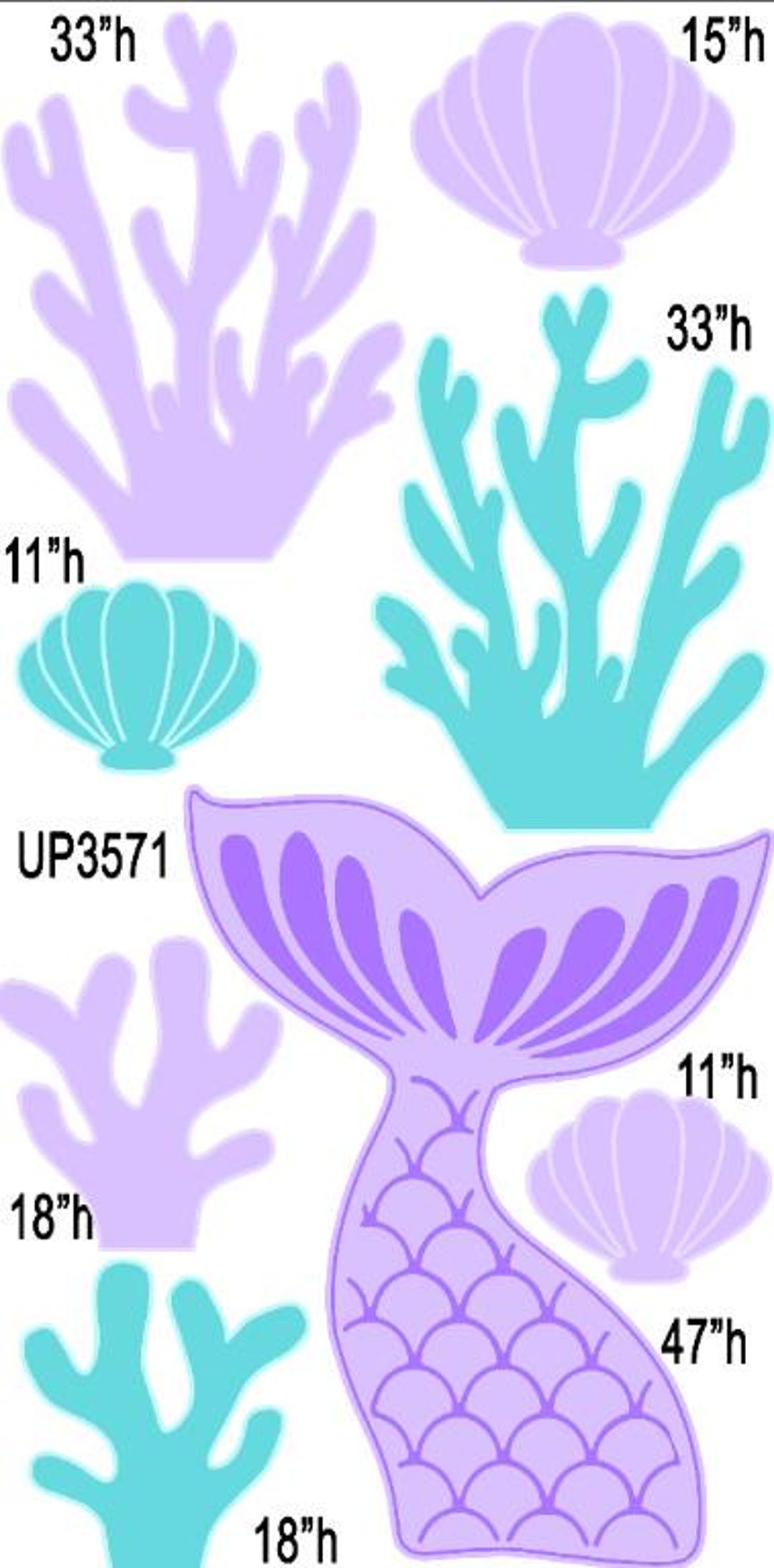 UP3571FS Mermaid Seaweed Coroplast Cutouts Props Party Decorations - Etsy