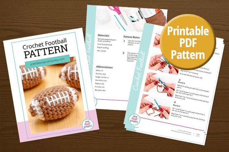 Mini Crochet Football Pattern • PDF Download, Game Day Decor - Etsy Canada