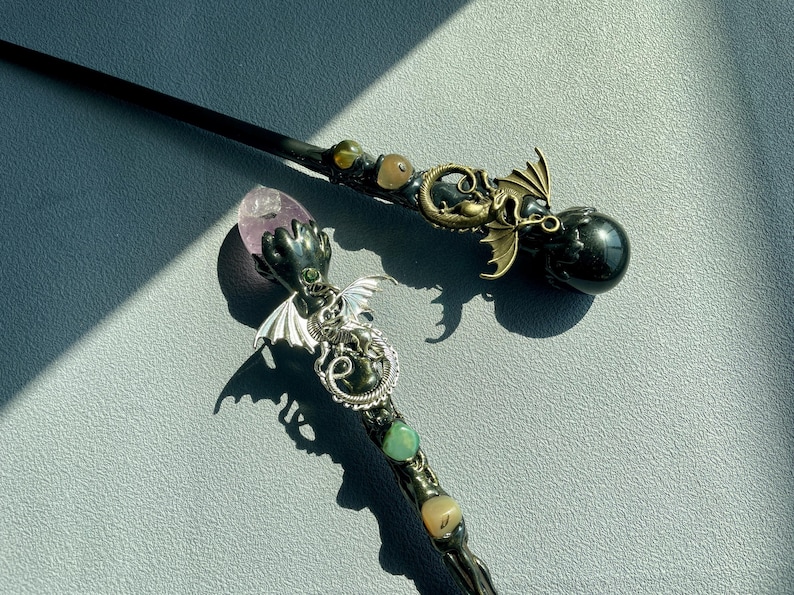 Natural Crystal Magic Wand, Handmade Cosplay Wand, Wizard Staff, Witch ...