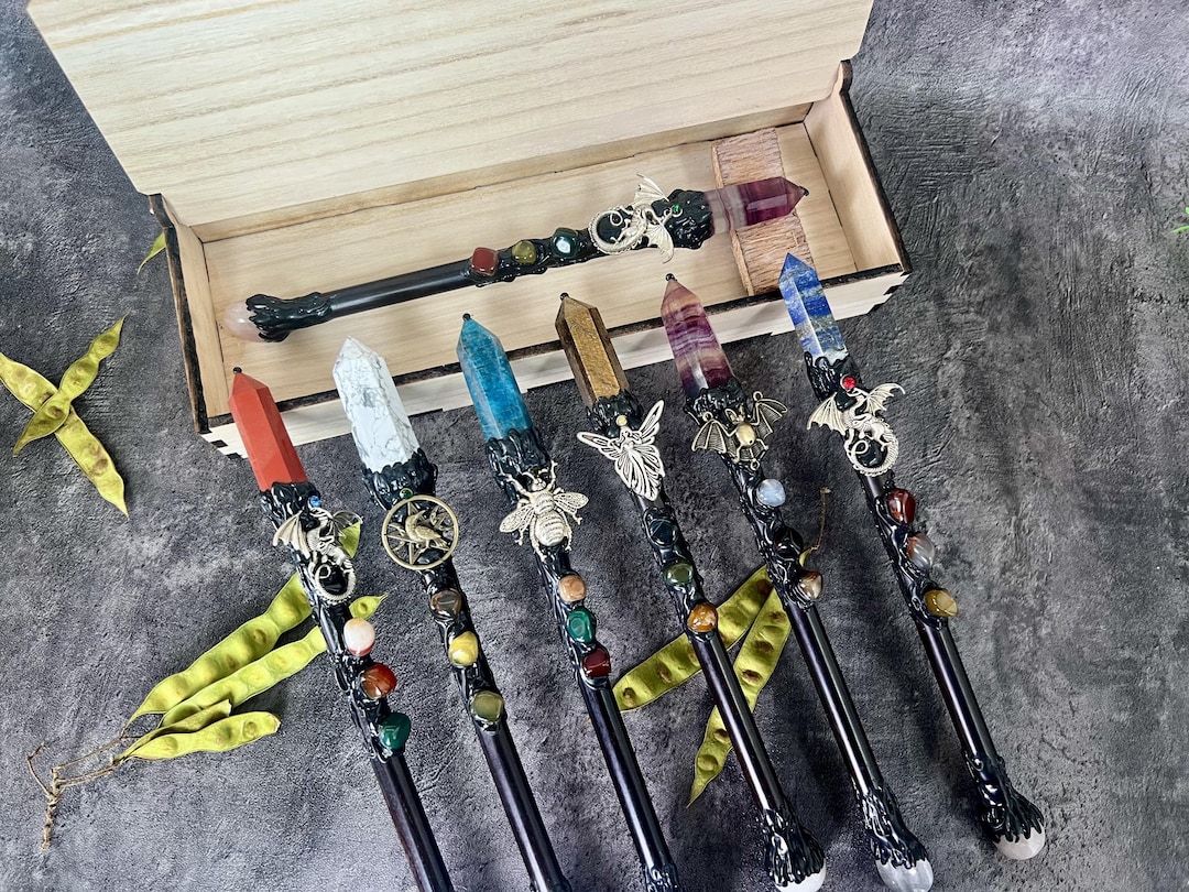 Personalized Crystal Magic Wand With Box, Handmade Cosplay Wand, Wizard ...
