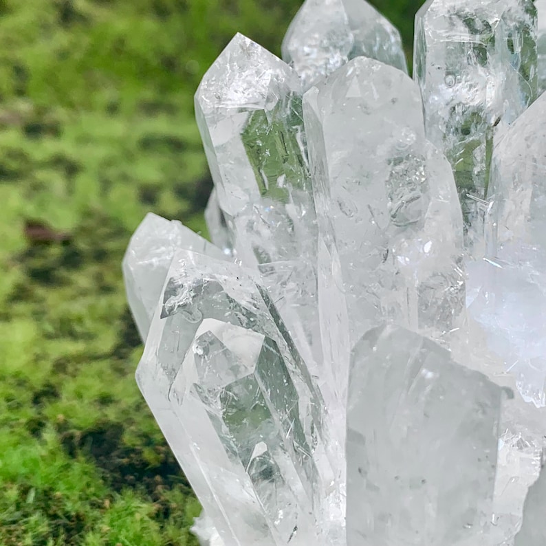 Clear Quartz Crystal Cluster, Natural Raw White Crystal Points Hand ...