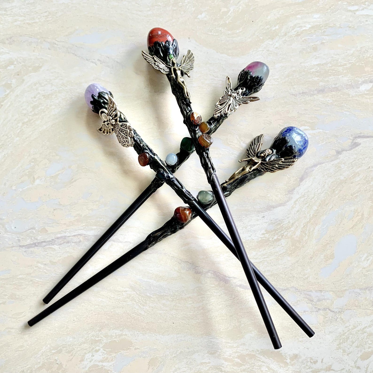 Natural Crystal Magic Wand, Handmade Cosplay Wand, Wizard Staff, Witch ...