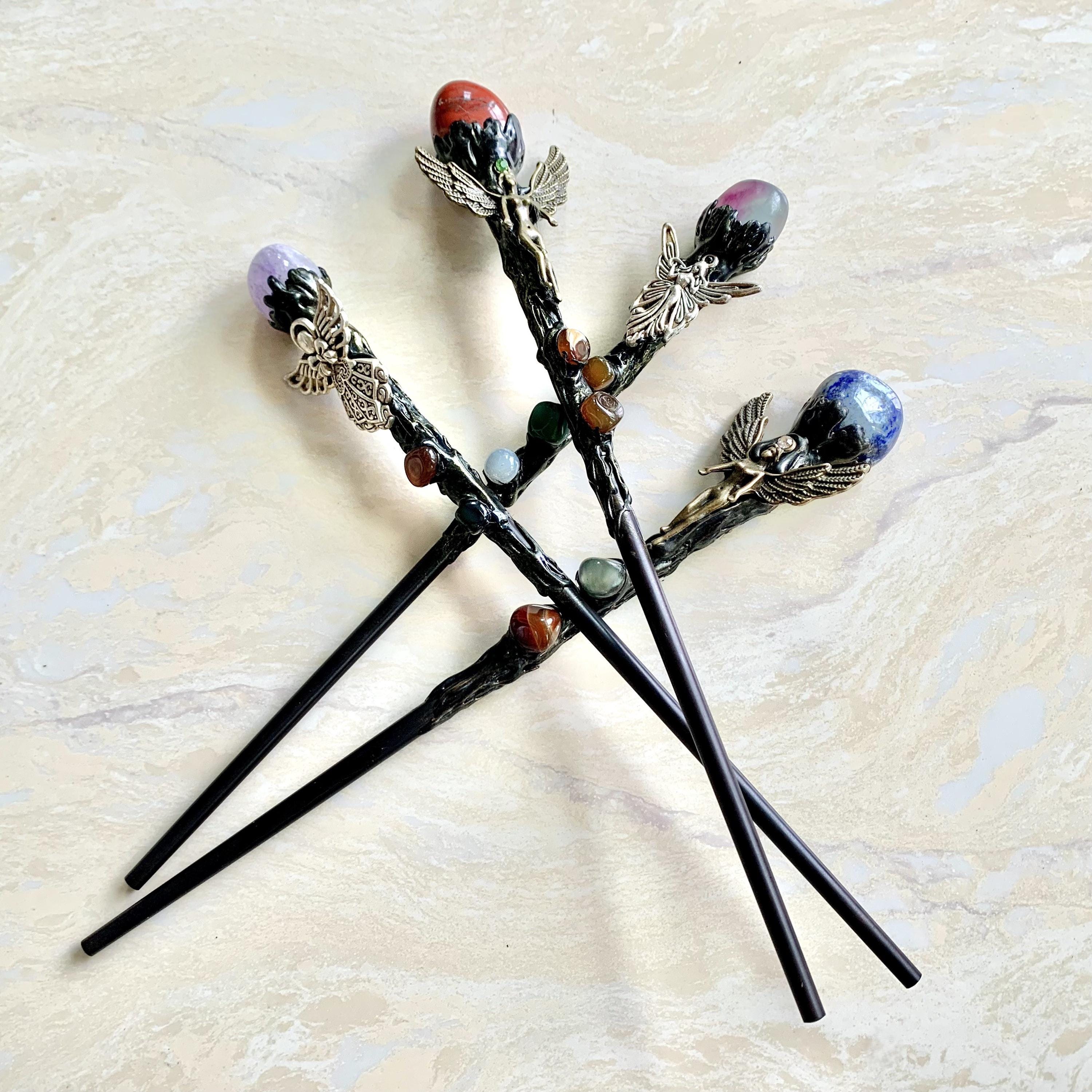 Natural Crystal Magic Wand, Handmade Cosplay Wand, Wizard Staff, Witch ...