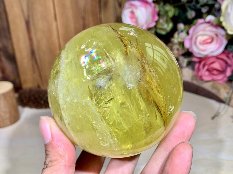 Natural Citrine Sphere, Hand Polished Yellow Quartz Ball, Healing ...