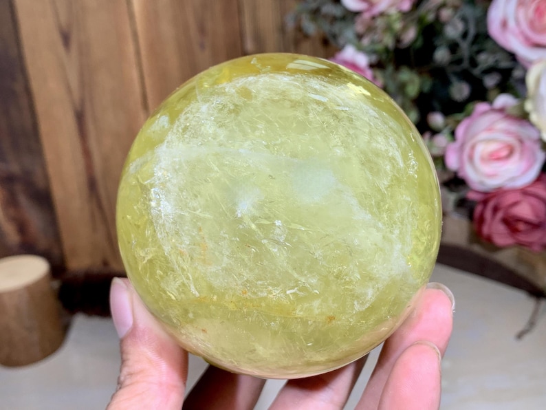 Natural Citrine Sphere, Hand Polished Yellow Quartz Ball, Healing ...