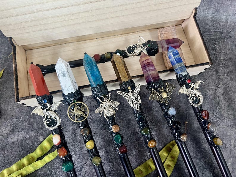 Personalized Crystal Magic Wand With Box, Handmade Cosplay Wand, Wizard ...