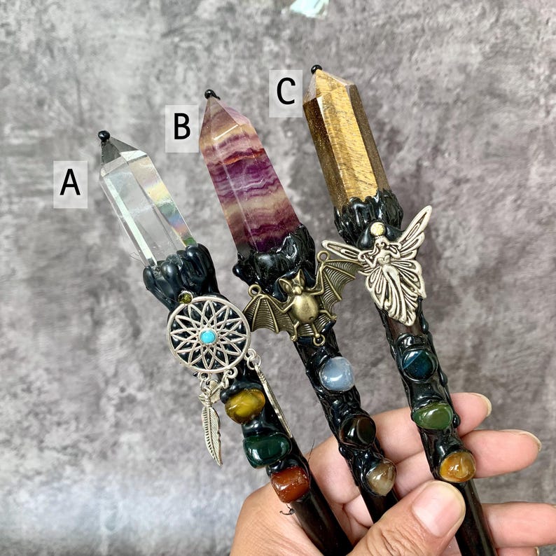Personalized Crystal Magic Wand With Box, Handmade Cosplay Wand, Wizard ...