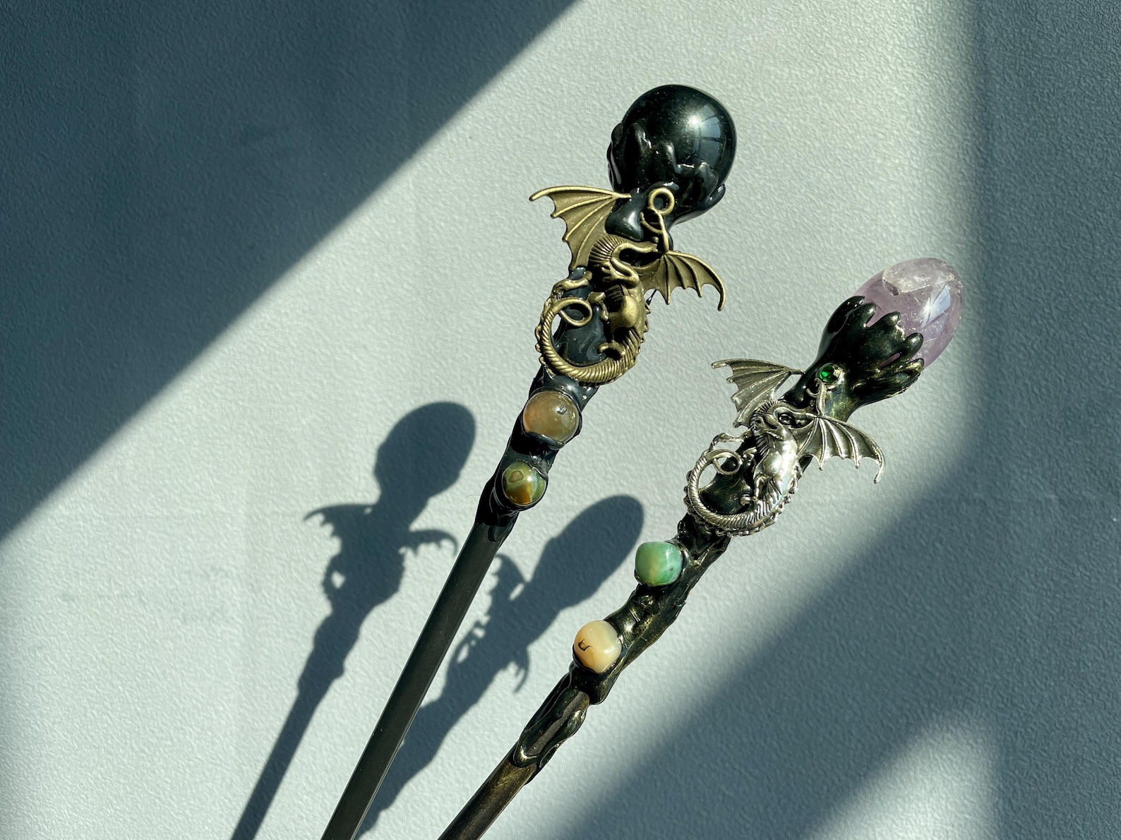 Natural Crystal Magic Wand, Handmade Cosplay Wand, Wizard Staff, Witch ...