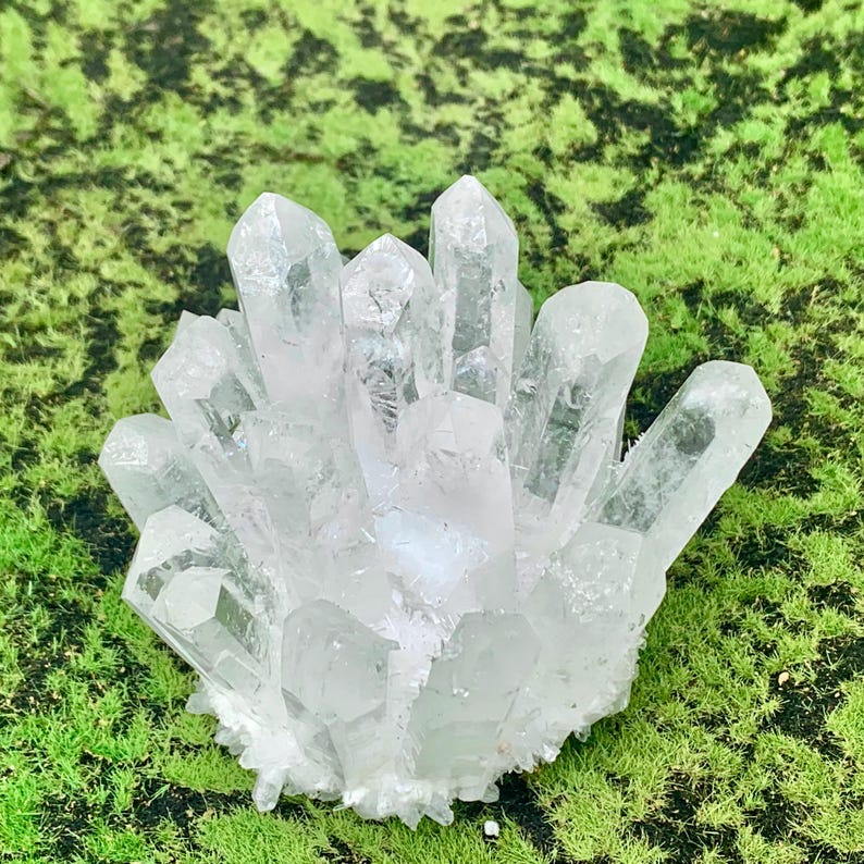 Clear Quartz Crystal Cluster, Natural Raw White Crystal Points Hand ...