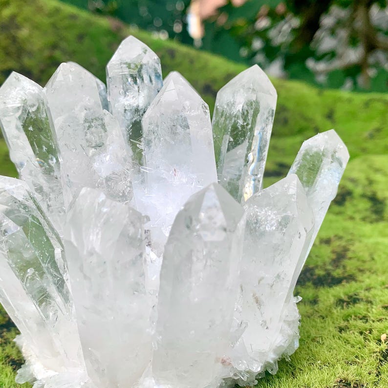 Clear Quartz Crystal Cluster, Natural Raw White Crystal Points Hand ...