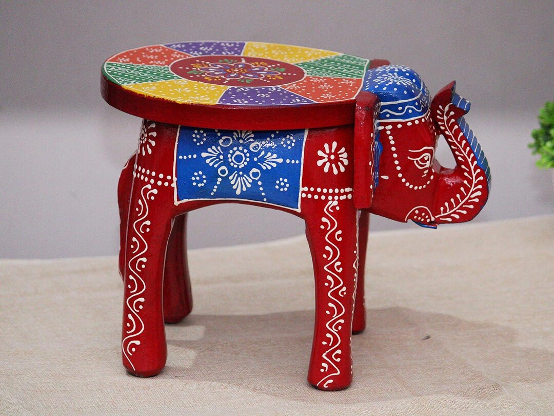 Decorative Hand-painted Wooden Elephant Stool, Fome Home & Office Decor ...