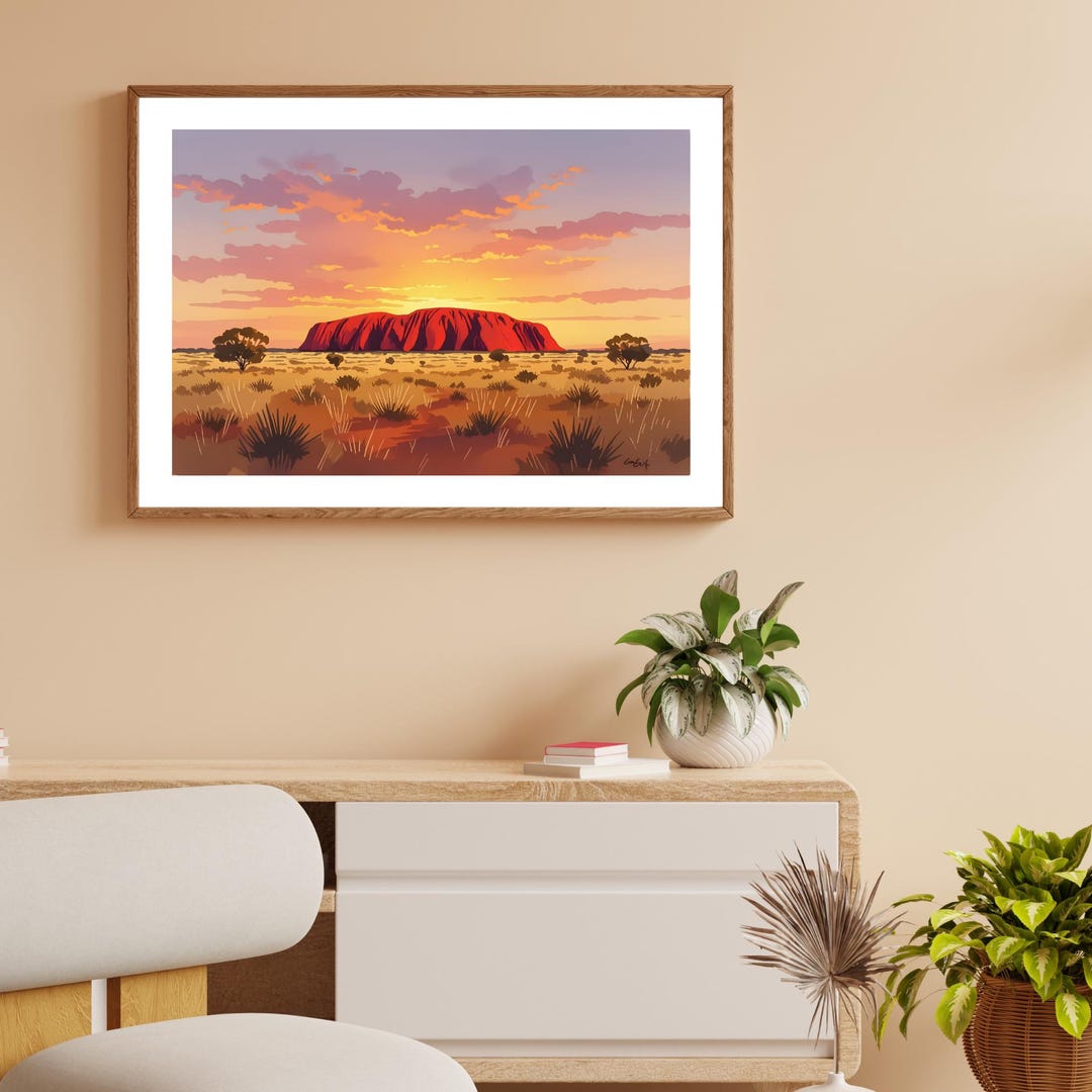 Uluru Sunset Watercolor Print: Australian Outback Travel Poster Art - Etsy