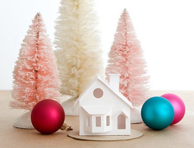 DIY Christmas Village Paper House Kit - Make Your Own Putz House ...