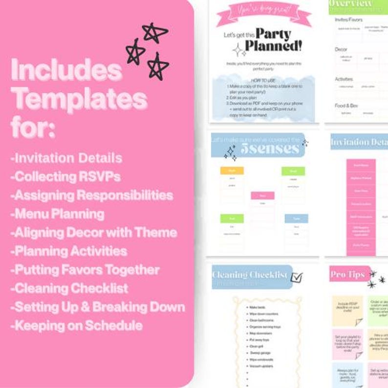 Party Planner | Checklist | Event Planning Template | Printable Party ...