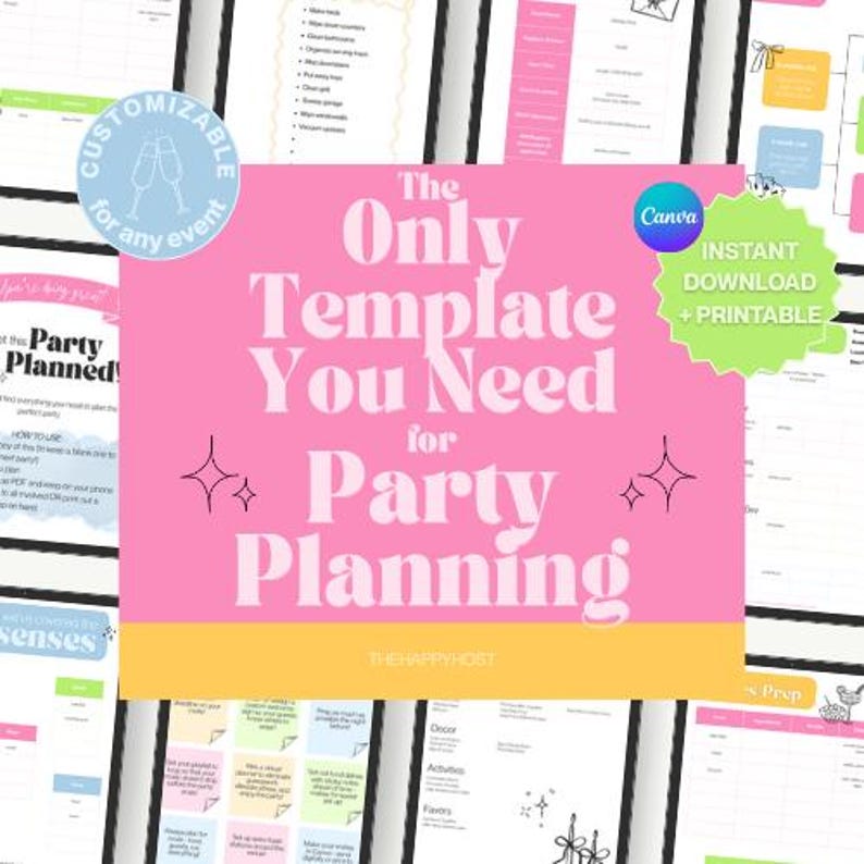 Party Planner | Checklist | Event Planning Template | Printable Party ...