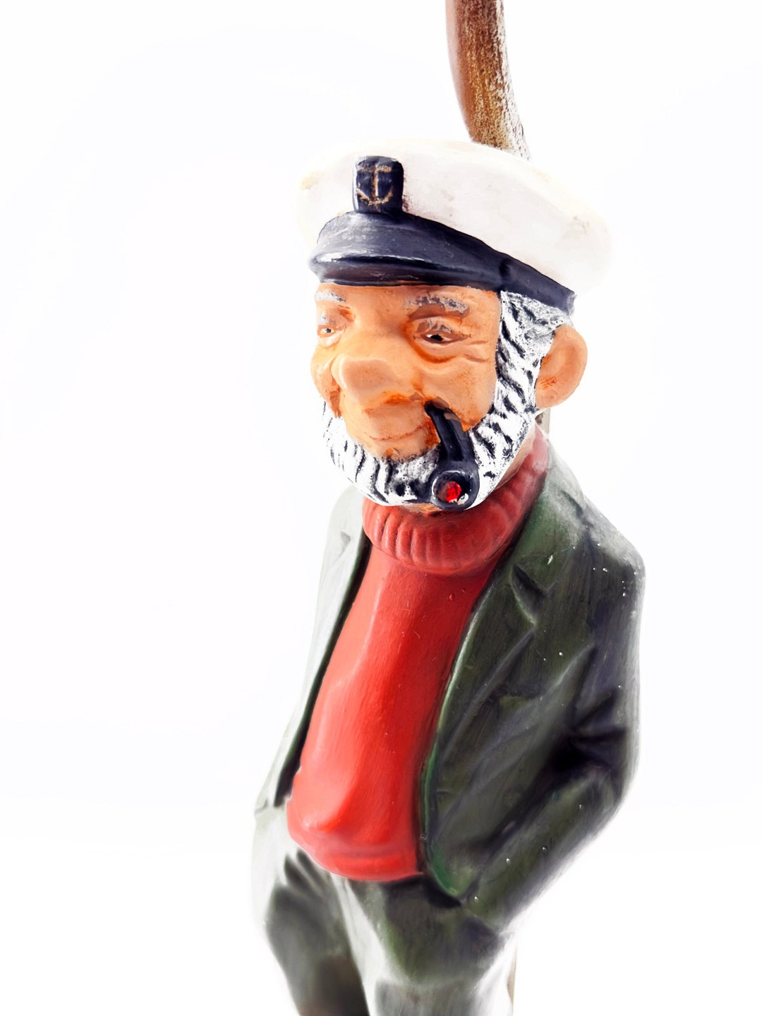 Vintage Ship Captain Lamp Atlas Mold Table Light Ceramic Figure Man ...