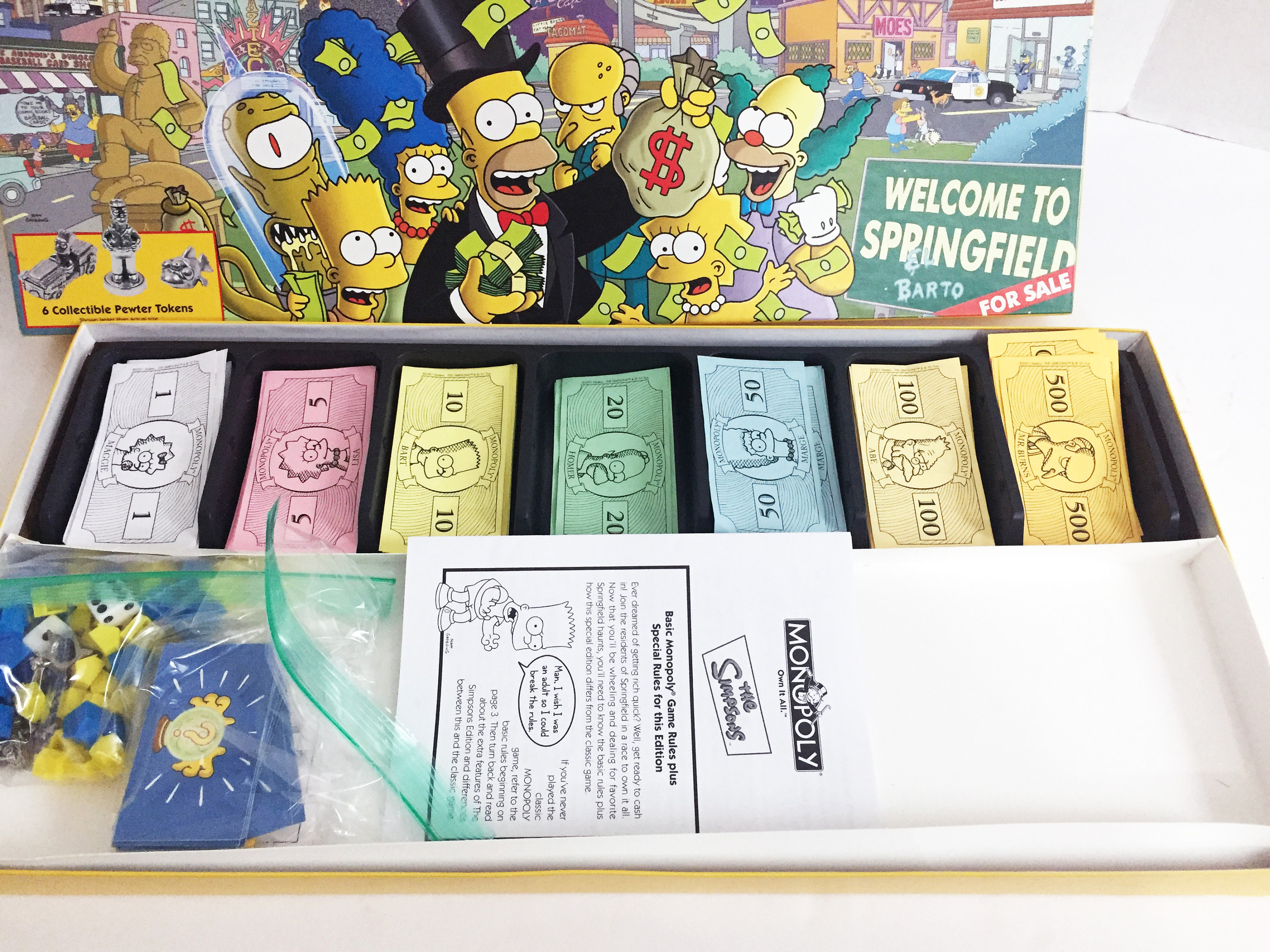 The Simpsons Monopoly Board Game Homer Bart 100% Complete in - Etsy