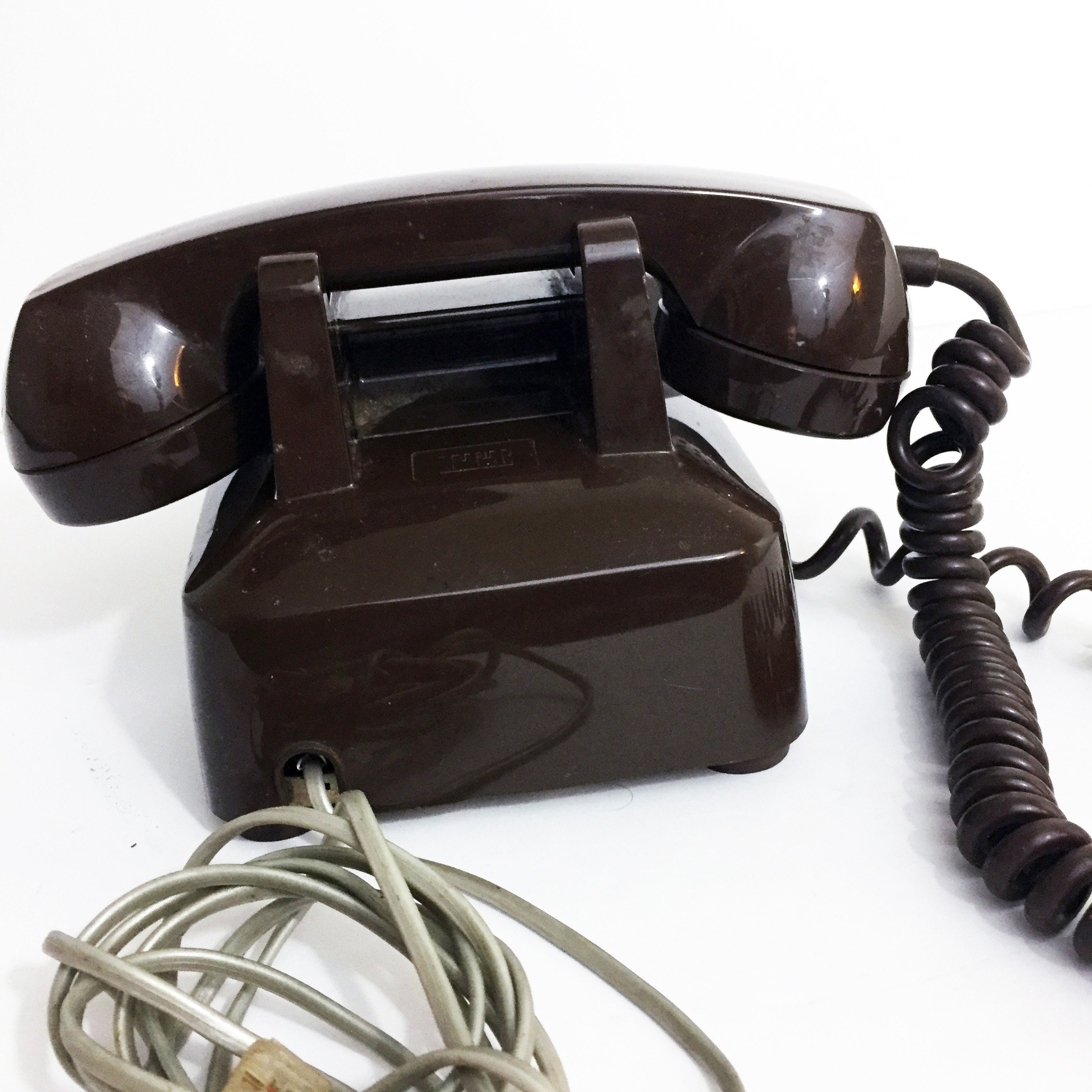 Vintage Mid Century Bell System Dark Brown Rotary Desk Phone Western ...