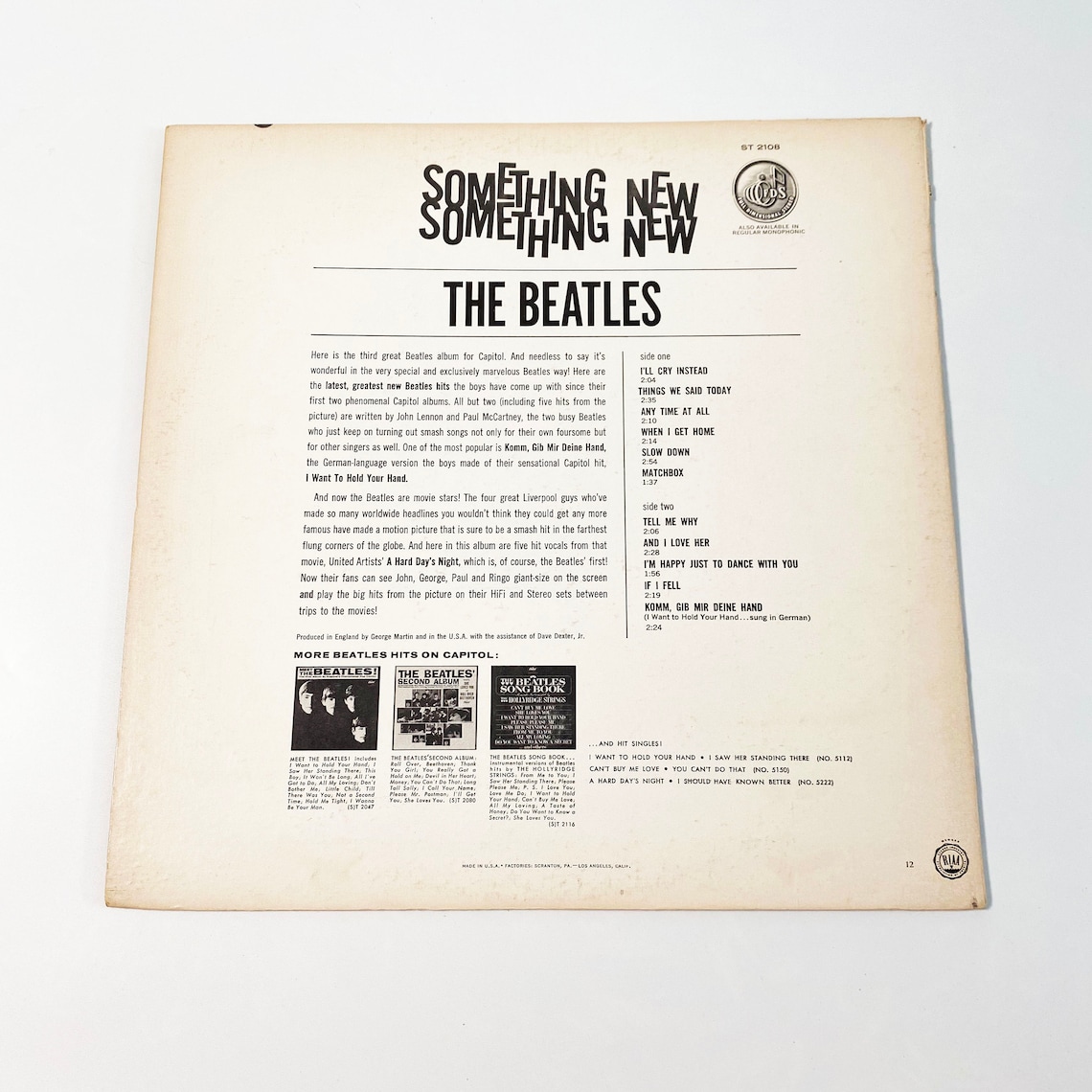 Vintage the Beatles Something New 12" LP Record Vinyl Album 60s Vinyl ...