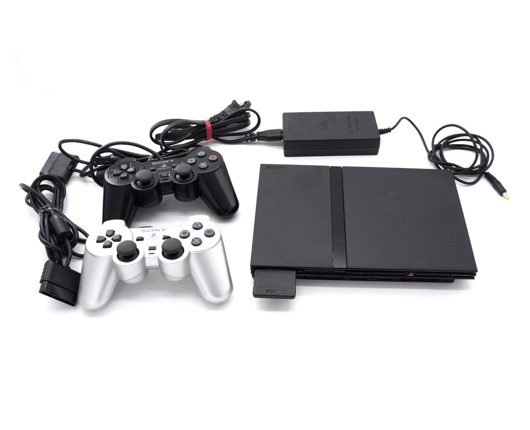 Vintage Sony Playstation 2 PS2 Slim Video Game System Console With 2 ...