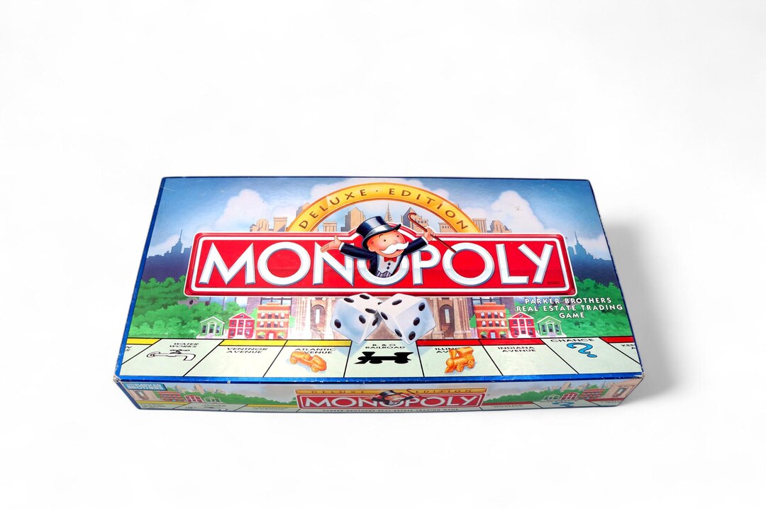 Vintage 1995 Monopoly Deluxe Edition Parker Brothers Golden Tokens Board Game 100% Complete ...