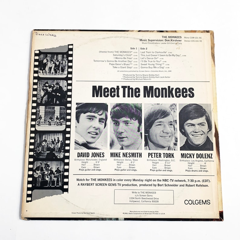 Vintage 1966 the Monkees Self Titled Debut Album 12 LP - Etsy