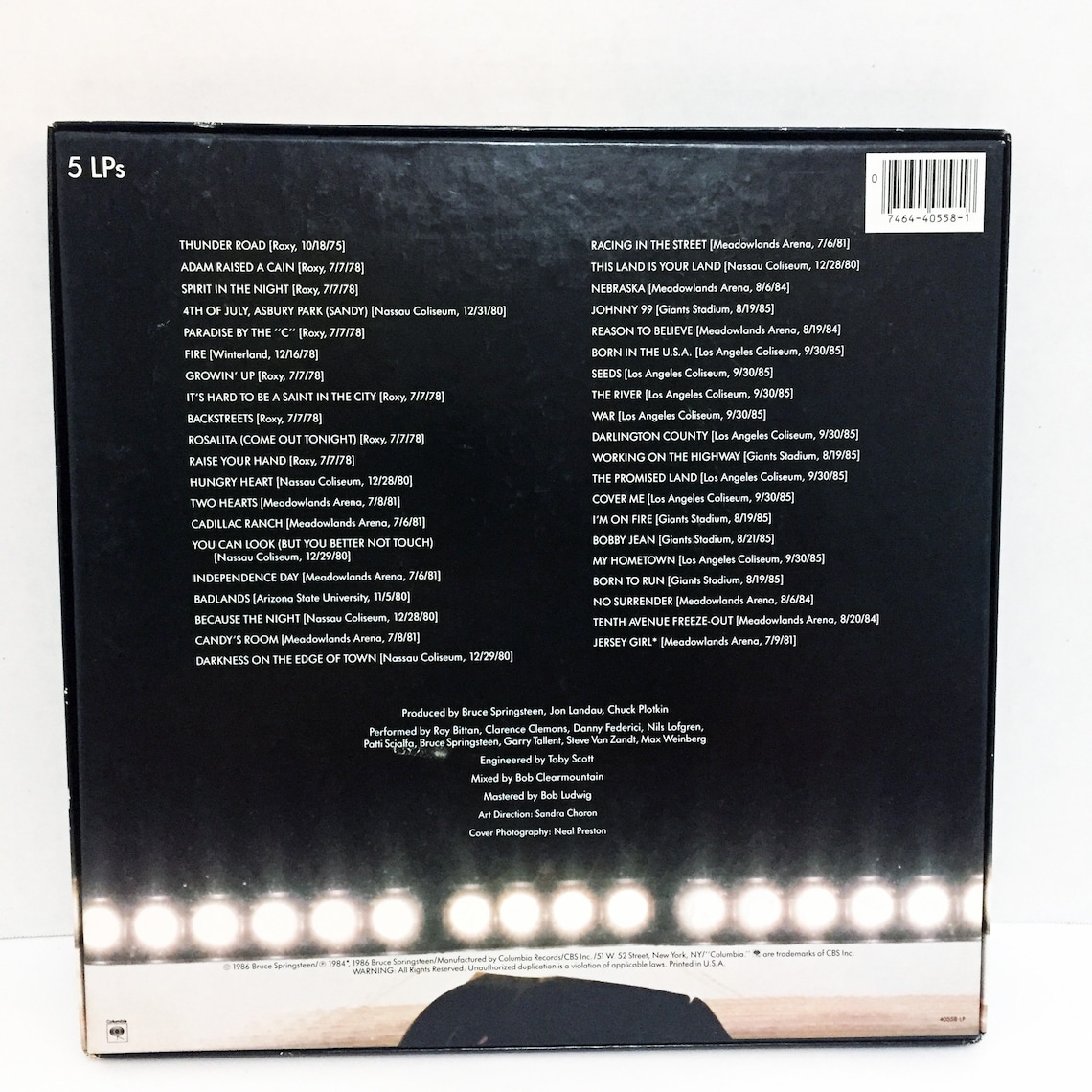 Vintage Bruce Springsteen Live 5 LP Box Set 1975-85 Vinyl LP - Etsy