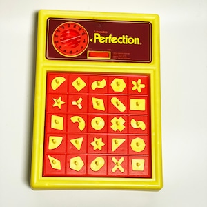 Vintage Perfection Board Game Milton Bradley Complete 1980s 80s Yellow ...