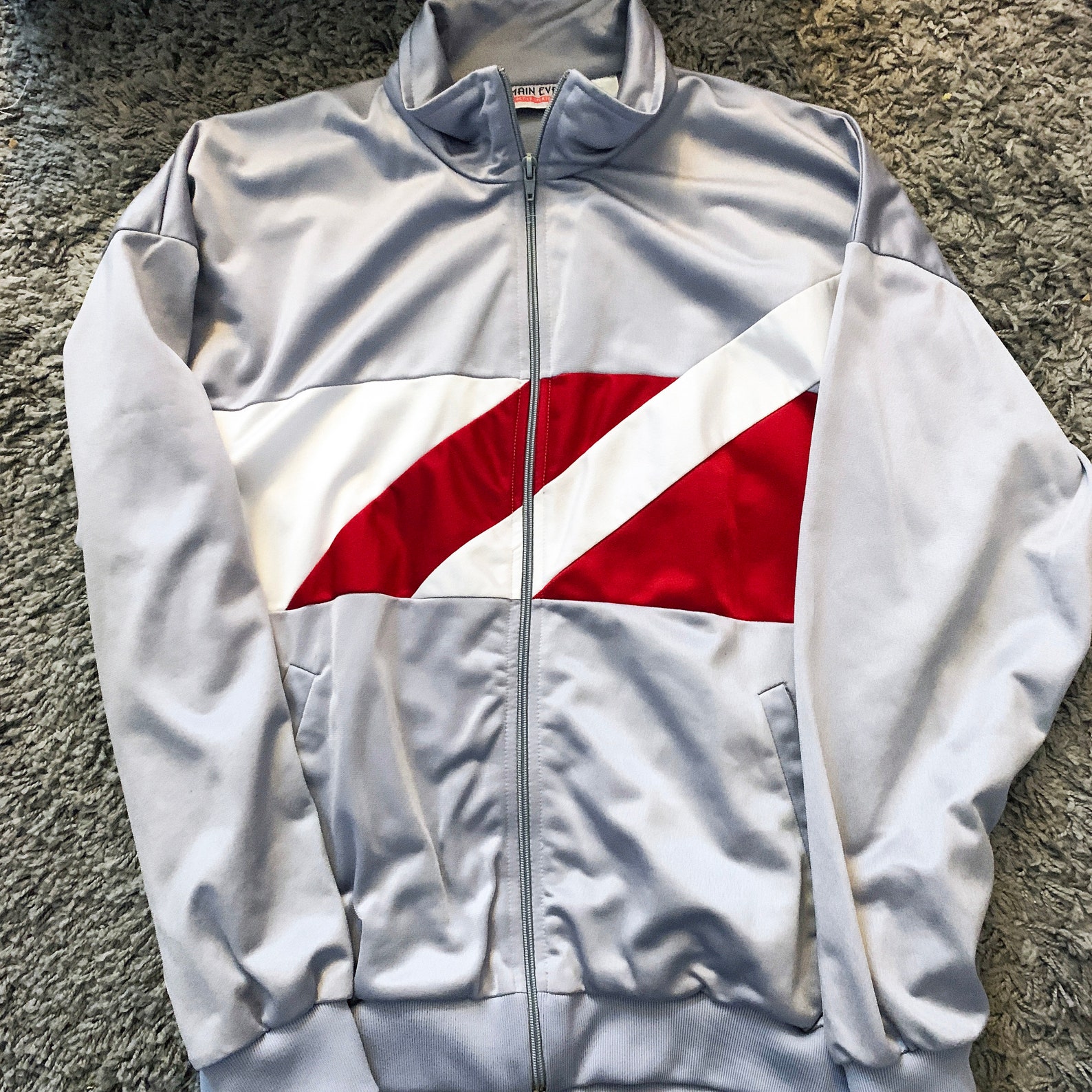 Vintage Main Event Silver and Red Track Athletic Jacket Size - Etsy