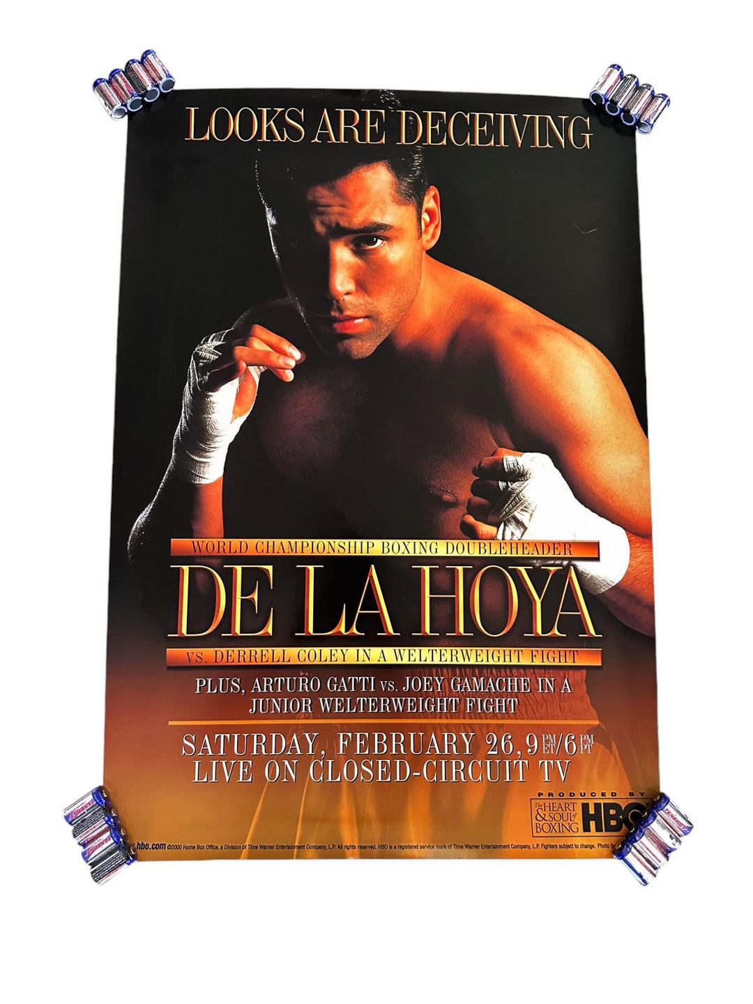 Original Oscar De La Hoya Vs Derrell Coley Boxing Fight Night HBO 2000 Poster Promo Display - Etsy