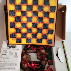 Vintage Dino Checkers Board Game 3d Dinosaur Children's 1980s Complete ...