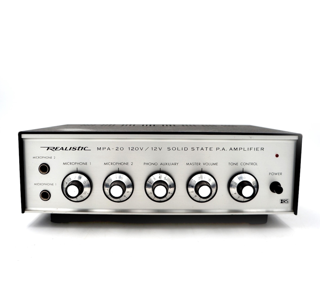 Vintage Realistic MPA-20 Solid State P.A. Amplifier 120V / 12V Mic ...