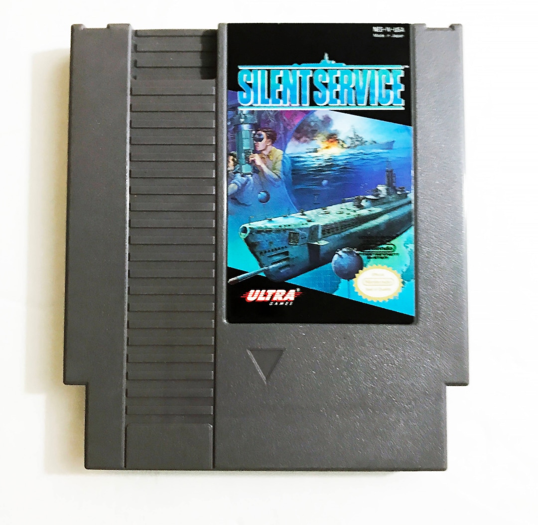 Vintage NES Silent Service Nintendo Video Game 1989 Tested Works Navy ...