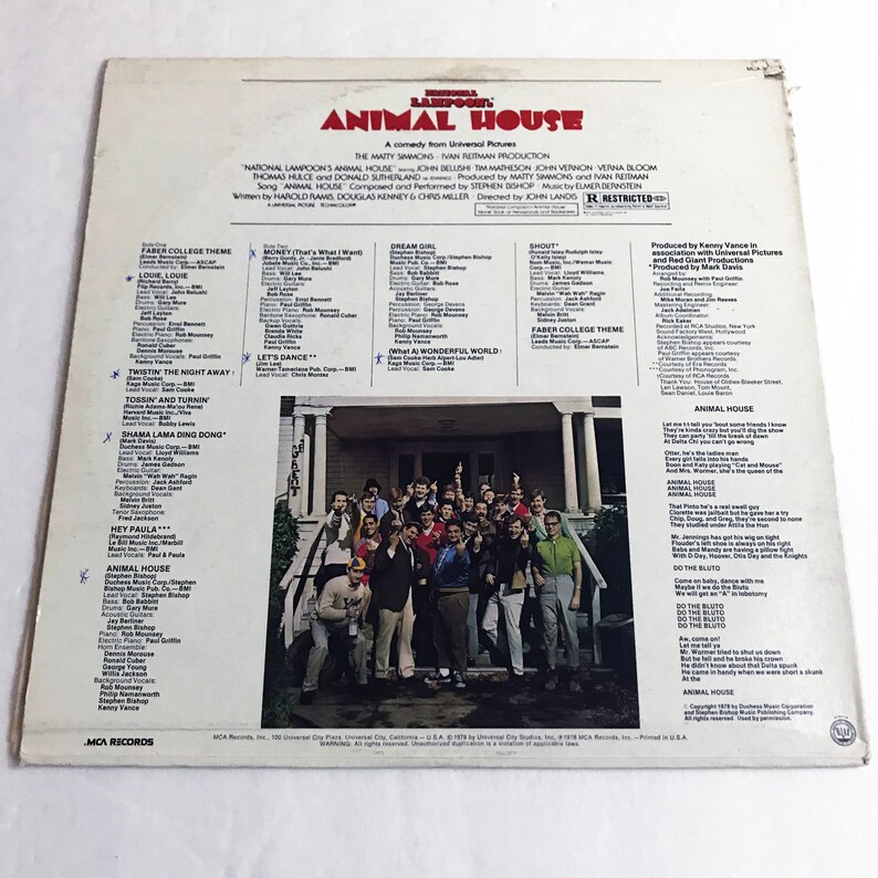 Vintage National Lampoons Animal House Soundtrack Motion - Etsy