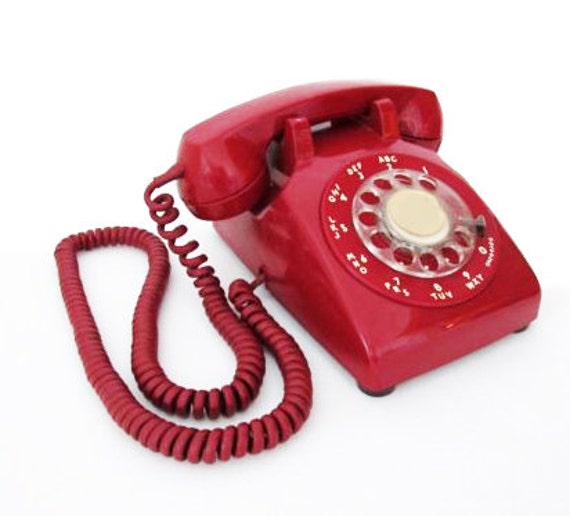Vintage Red Bell System Western Electric Rotary Dial Telephone Art ...
