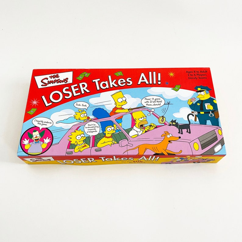The Simpsons Loser Takes All Board Game Homer Bart 100% Complete in Box ...