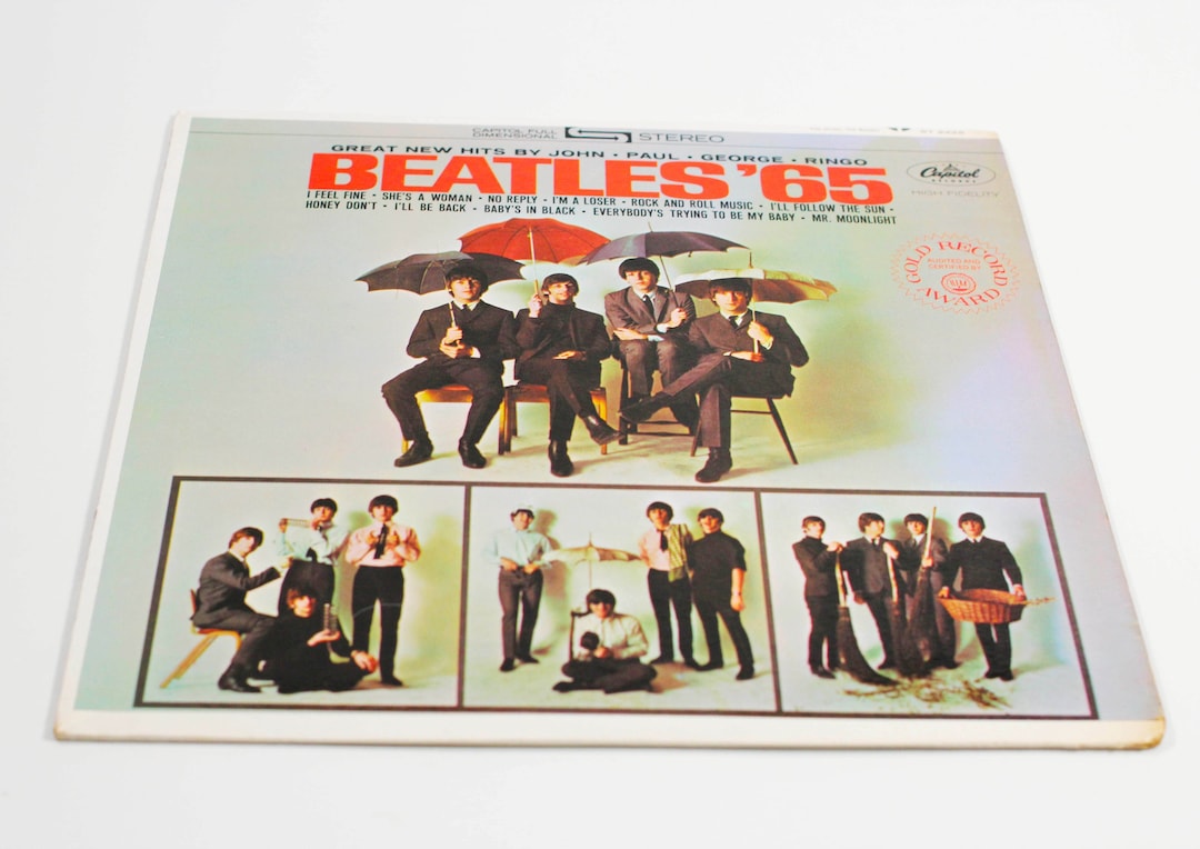 Vintage the Beatles 65' 12" LP Record Vinyl Album 60s Vinyl Lime Green ...