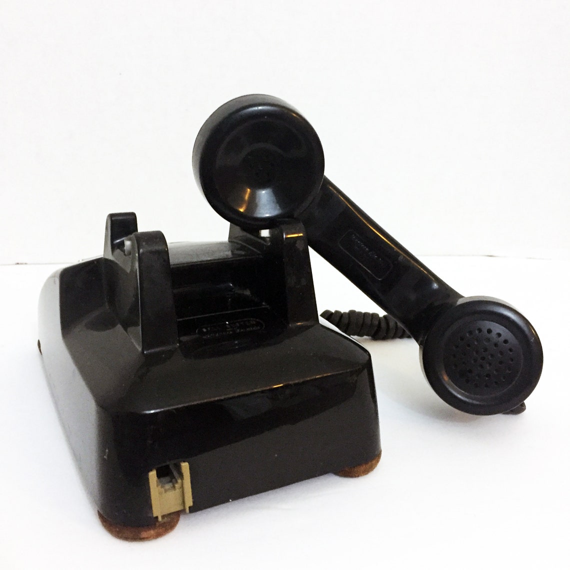 Vintage Mid Century Bell System Dark Black Rotary Desk Phone Western ...