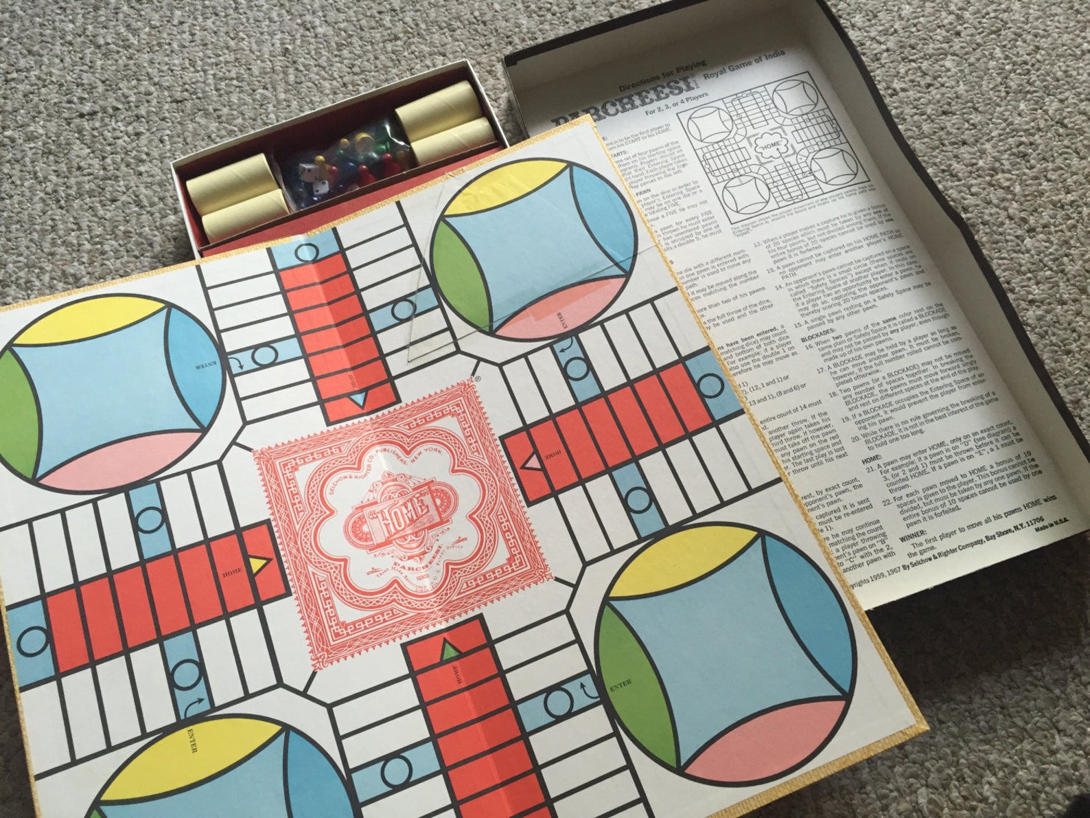 Vintage Parcheesi Royal Deluxe Edition Board Game 100% Complete Selchow ...