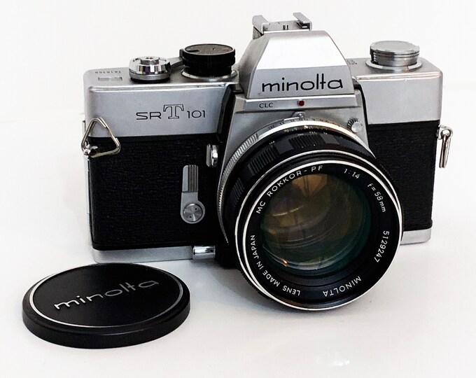 Vintage Minolta SRT 101 35mm SLR Film Manual Camera W/ 58mm 1.4 Rokkor ...