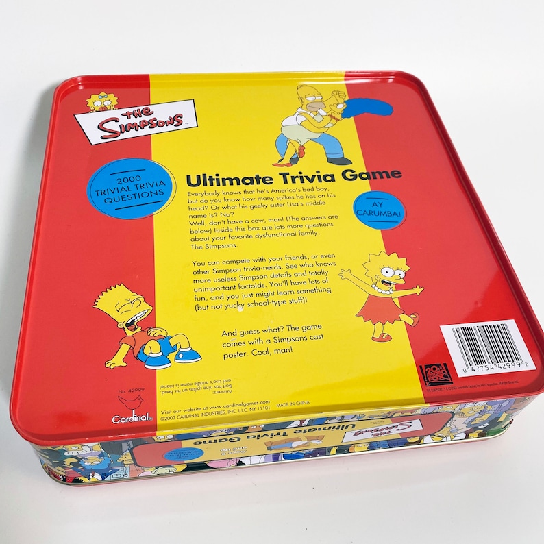 Vintage the Simpsons Ultimate Trivia Game in Tin Board Game Homer Bart ...