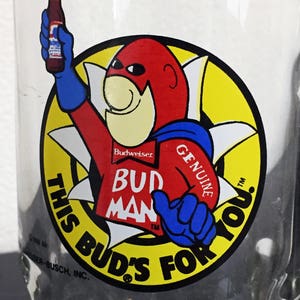 Vintage Bud Man Beer Glass Budweiser 1988 30oz Great Collectible Rare ...