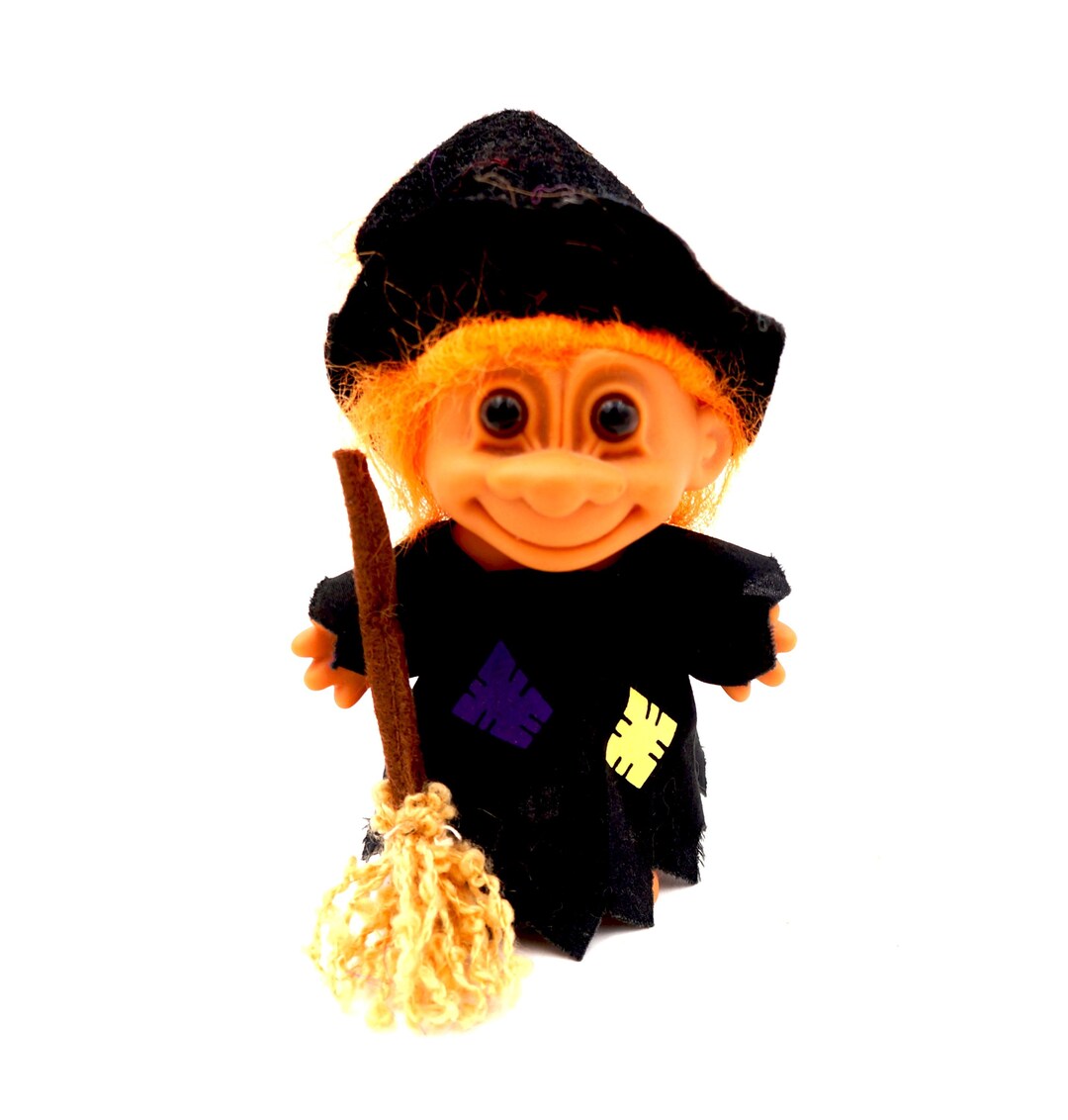 Vintage Russ Troll Doll Wicked Witch With Broom & Hat 90s Good Luck ...