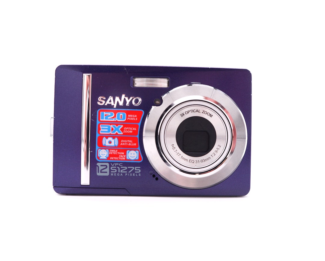 Vintage Sanyo VPC-S1275 12MP Purple Digital Camera Digi Zoom AF Point ...