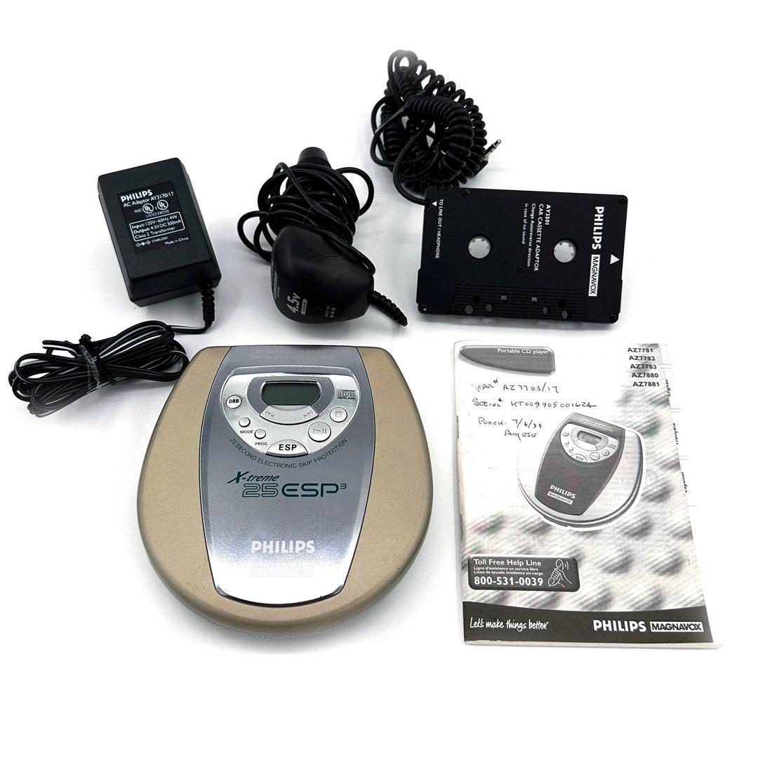 Vintage Philips Magnavox Portable CD Player AZ7783 With Car Kit Disc ...