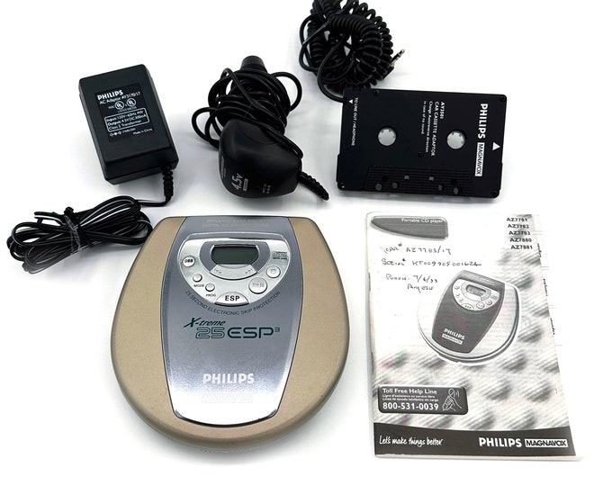 Vintage Philips Magnavox Portable CD Player AZ7783 With Car Kit Disc ...